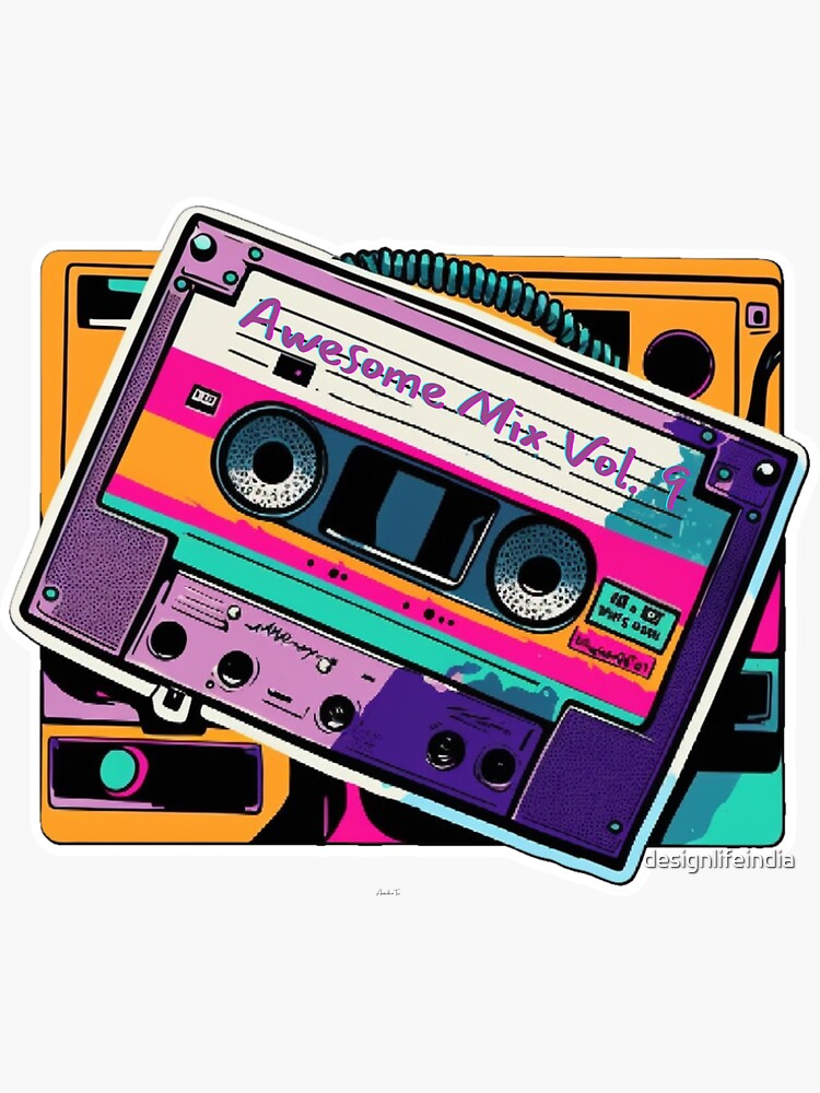 "Awesome, Mixtape Vol 9, Cassette, Retro, Sticker" Sticker for Sale by ...