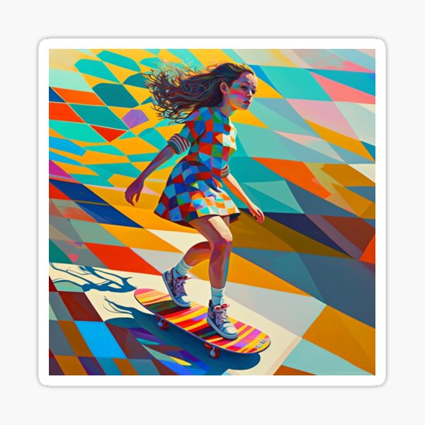 "Skateboard girl" Sticker for Sale by Mirochan80 | Redbubble
