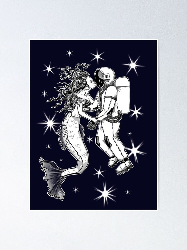 "mermaid and astronaut" Poster for Sale by yazdyndokta73 | Redbubble