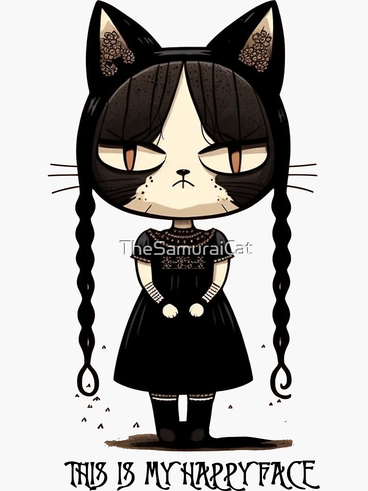 "Wednesday Addams as Cat 6" Sticker for Sale by TheSamuraiCat | Redbubble