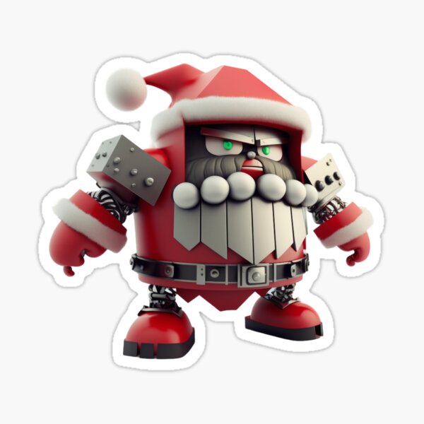 "Angry Robot Santa Ready For Battle" Sticker for Sale by BadaBadaBoomer ...