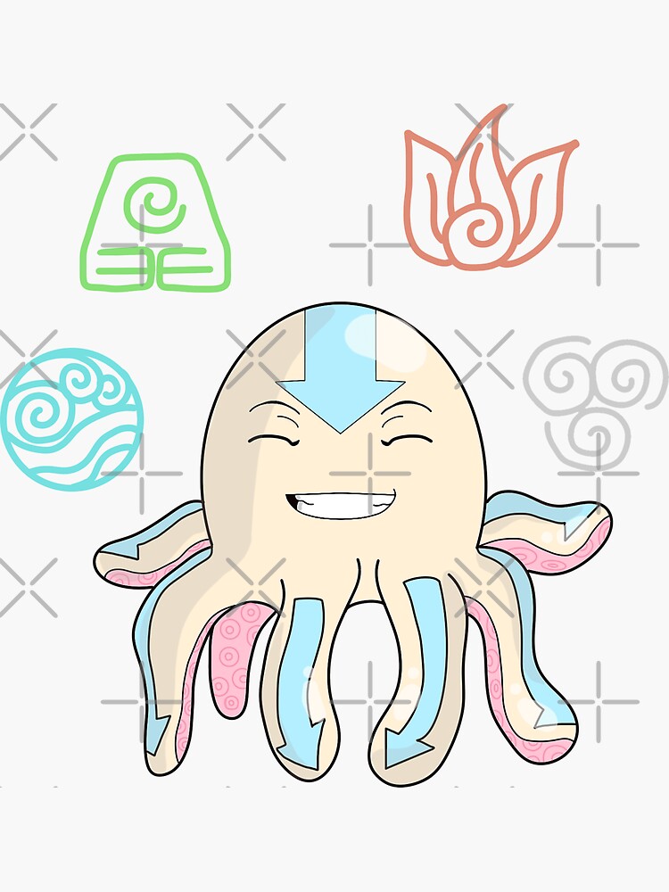 "Avatar Aang in the form of an octopus" Sticker for Sale by FoxsJob ...