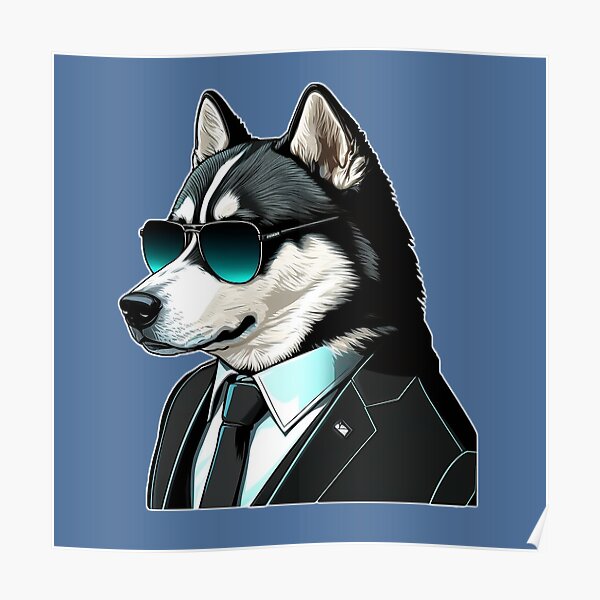 "Business Husky - Black Suit" Poster for Sale by ShrimpSticks | Redbubble