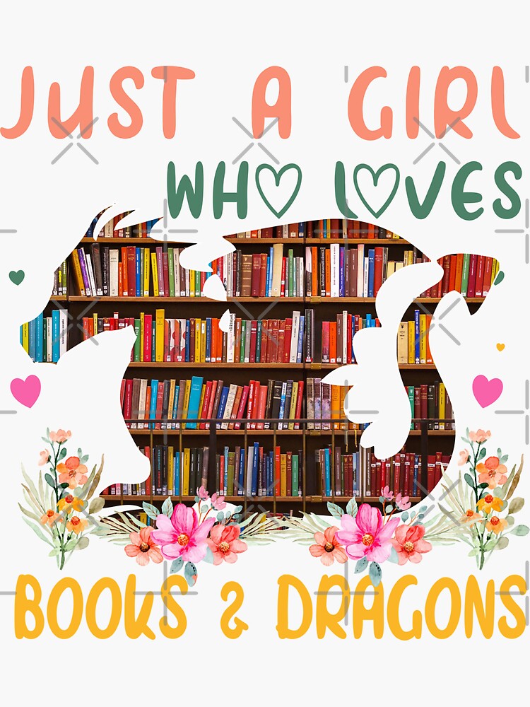 "Cute Dragon and Books lover for girls and women" Sticker for Sale by ...