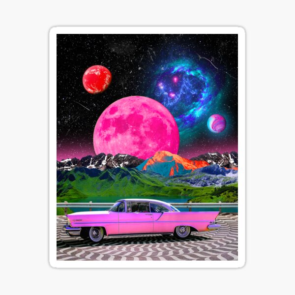 "Trip to the pink moon" Sticker for Sale by Moonquestart | Redbubble