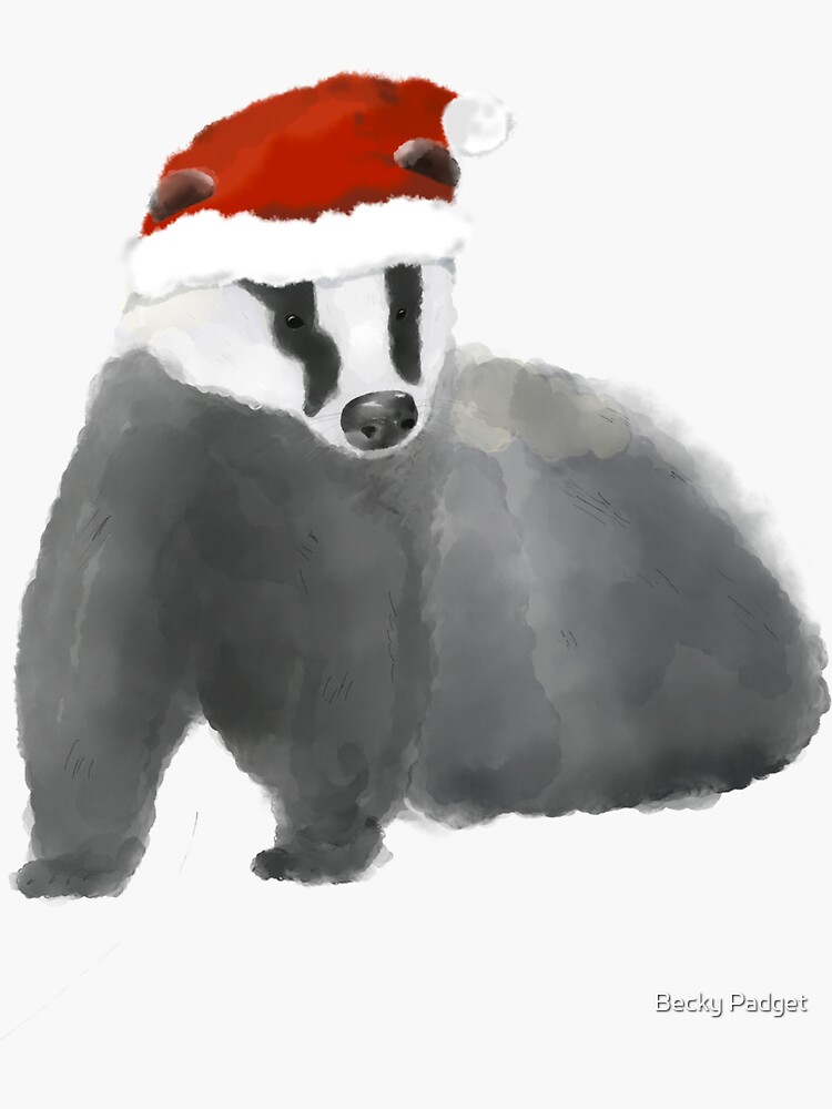 "Christmas Badger in watercolour" Sticker for Sale by meowsaidwhale ...