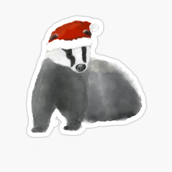 "Christmas Badger in watercolour" Sticker for Sale by meowsaidwhale ...