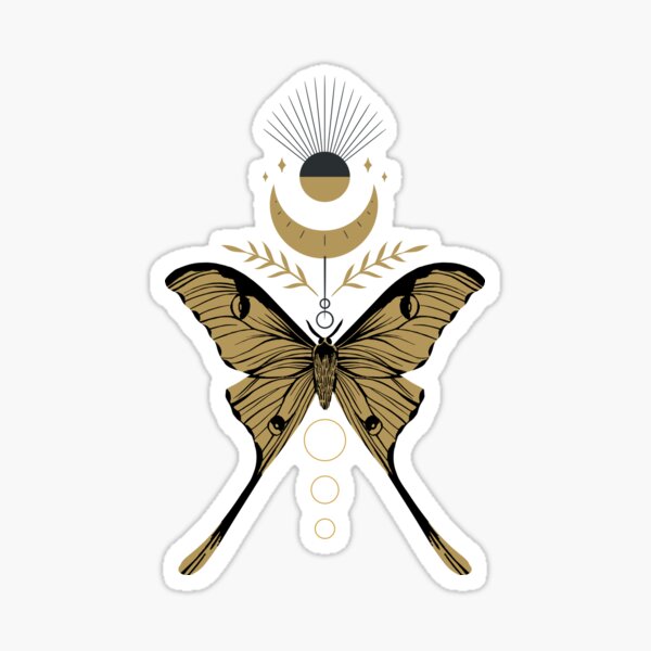 "Golden Moth with the Sun, the Moon, the Stars, and Leaves" Sticker for ...