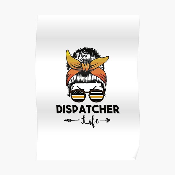 "Dispatcher Life Messy Bun Gold Thin Line Women Mom 911 Dispatcher ...