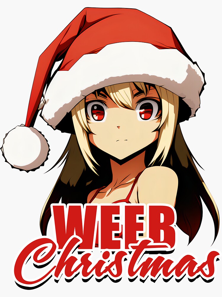 "WEEB CHRISTMAS ANIME GIRL" Sticker for Sale by QuintessentialH | Redbubble