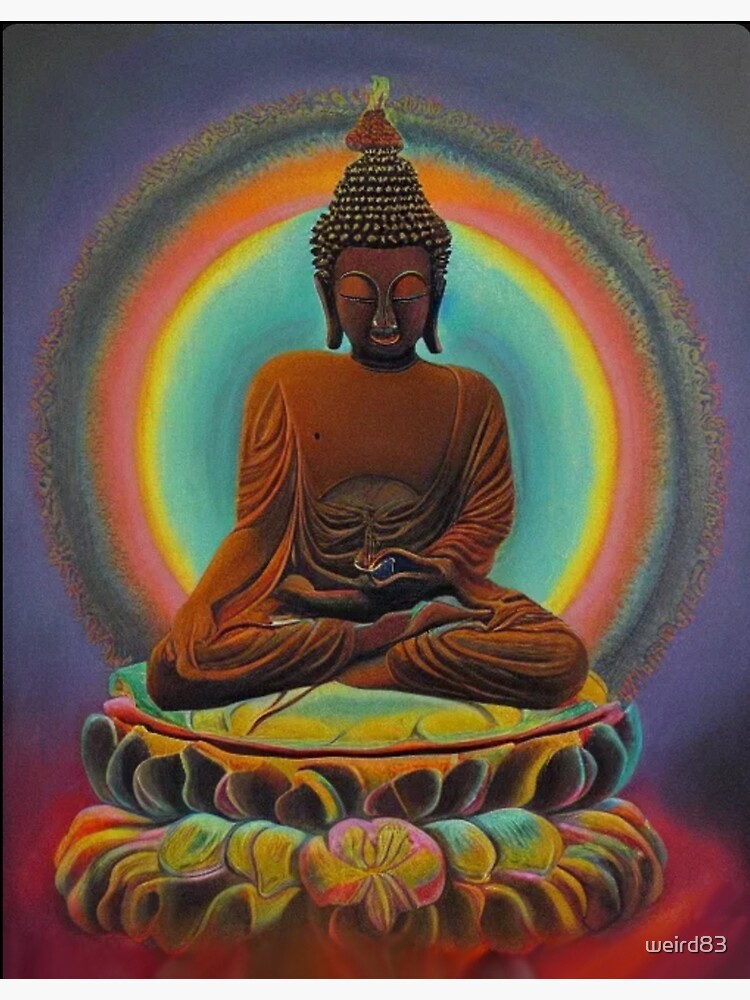 "Rainbow Buddha statue yellow ring Buddhist monk meditation colorful ...