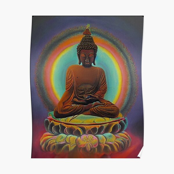 "Rainbow Buddha statue yellow ring Buddhist monk meditation colorful ...