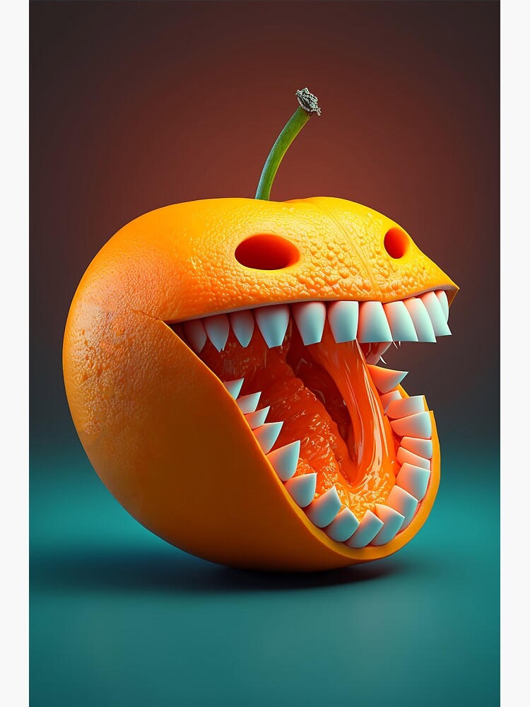 "An Orange With Teeth" Sticker for Sale by TortillaChief | Redbubble