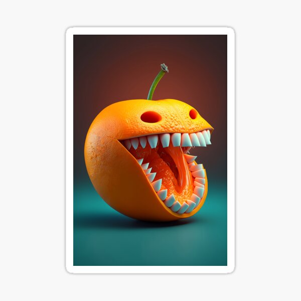 "An Orange With Teeth" Sticker for Sale by TortillaChief | Redbubble