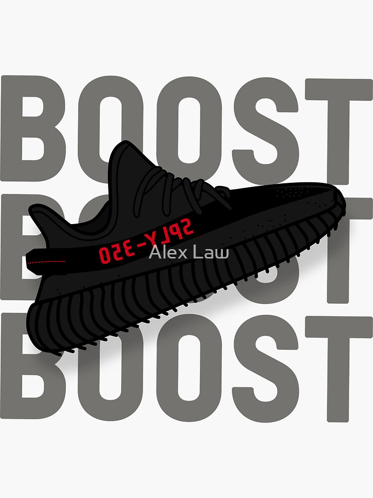 "BOOST Yeezy 350 V2 | Black Red" Sticker for Sale by alexlaw17 | Redbubble