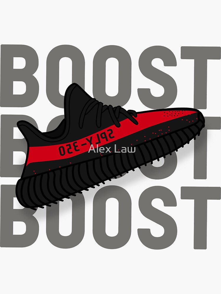 "BOOST Yeezy 350 V2 | Red" Sticker for Sale by Alex Law | Redbubble