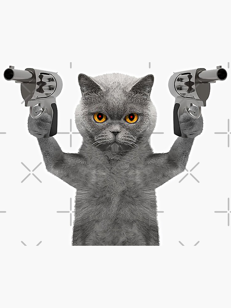 "Cat gun" Sticker for Sale by Devil-Made-it | Redbubble