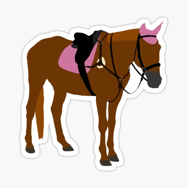 "Chestnut Horse With Pink Tack" Sticker for Sale by EquineLizzie ...
