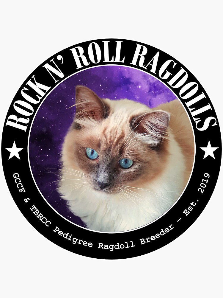 "Rock N' Roll Ragdolls - Anya - White Text" Sticker for Sale by ...