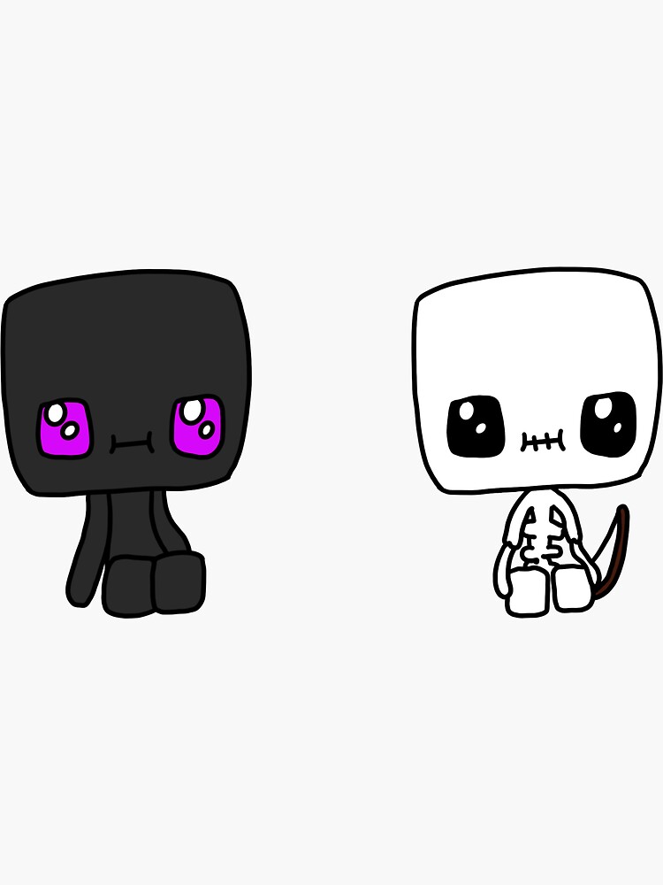 "Enderman + Skeleton Cute Minecraft" Sticker for Sale by ShiStickers ...