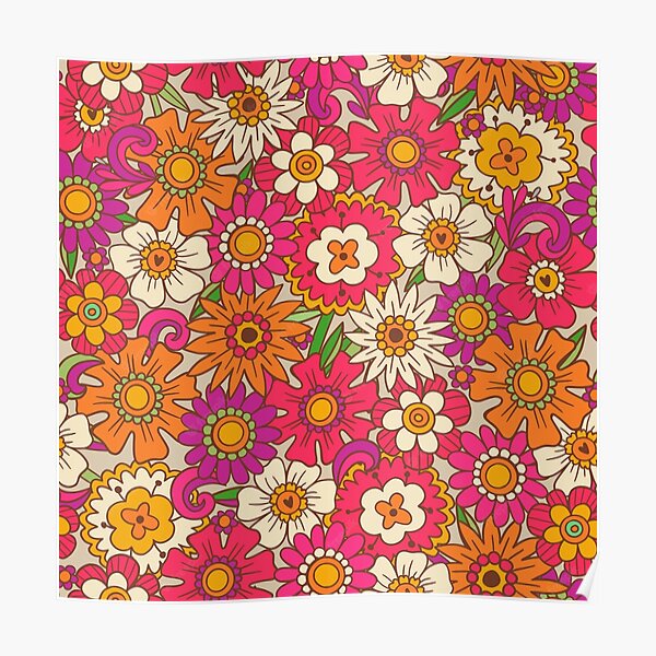 "Flower Power Retro Design" Poster for Sale by GypsyGarou | Redbubble