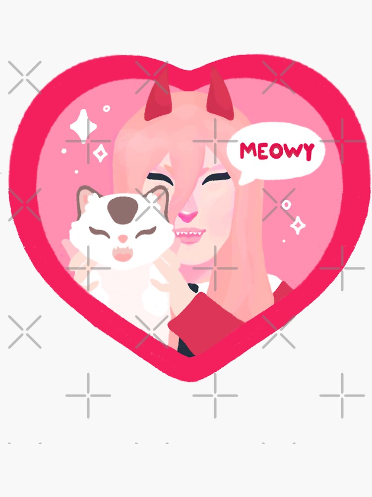 "Power Meowy Chainsaw Man" Sticker for Sale by ilustracici | Redbubble