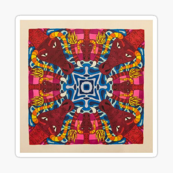 "Trippy Kaleidoscope Dragons With Border" Sticker for Sale by ...