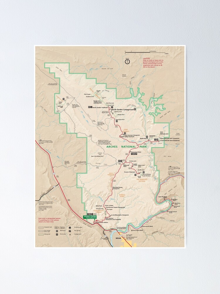 "Map of Arches National Park" Poster for Sale by TerneProducts | Redbubble