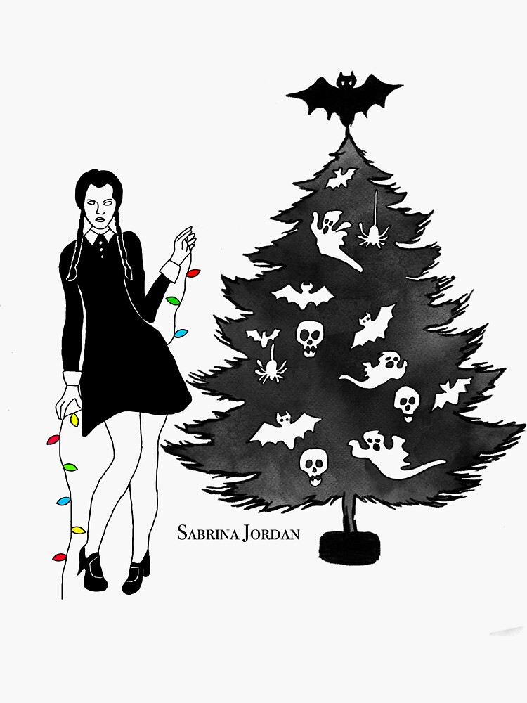 "Wednesday Addams Christmas " Sticker for Sale by SabrinaArt1 | Redbubble