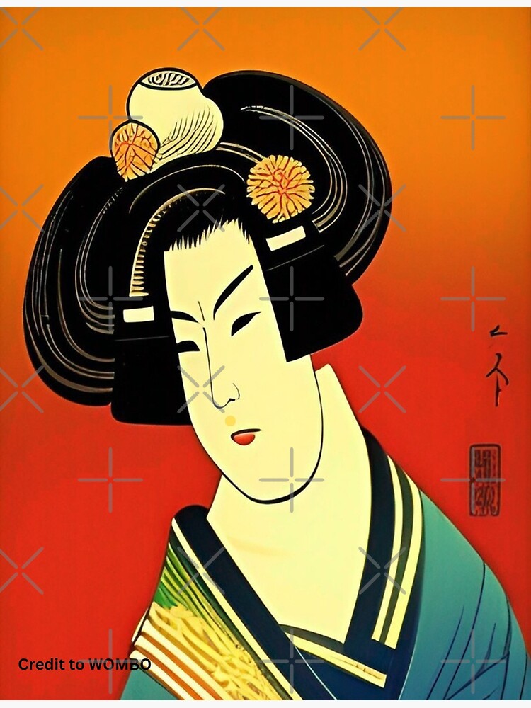 "Japanese Geisha poster. Colorful Japanese geisha portrait wall art as ...