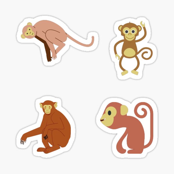 "Monkey art pack" Sticker for Sale by CinderPress | Redbubble