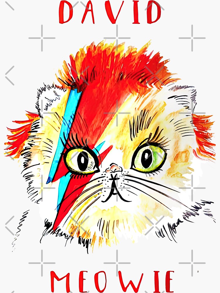 "David Bowie Cat Meowie" Sticker for Sale by TameshaJones | Redbubble