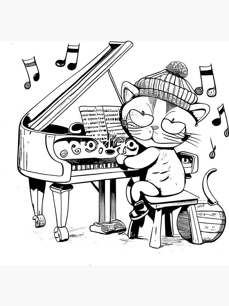 "jazz cat piano" Poster for Sale by flowinglobe | Redbubble