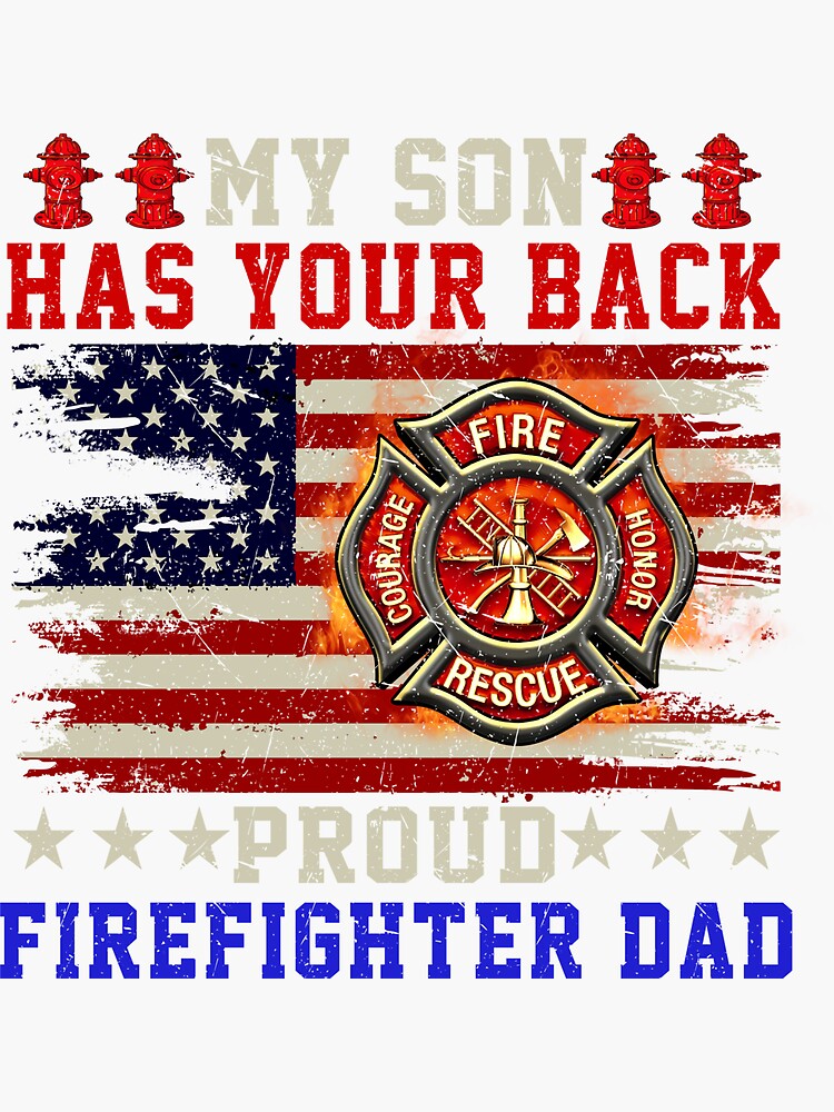 "Firefighter Son Fireman Proud Dad Design For Firefighter Papa" Sticker ...
