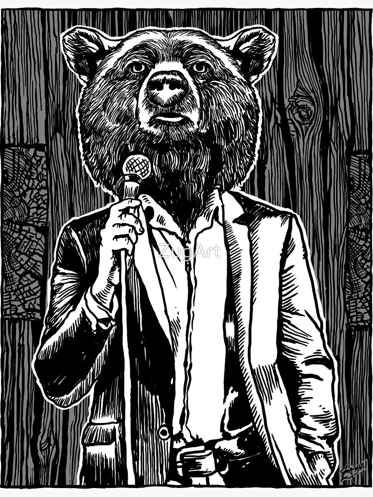 "Stand Up Comedy Bear" Sticker for Sale by ZugArt | Redbubble