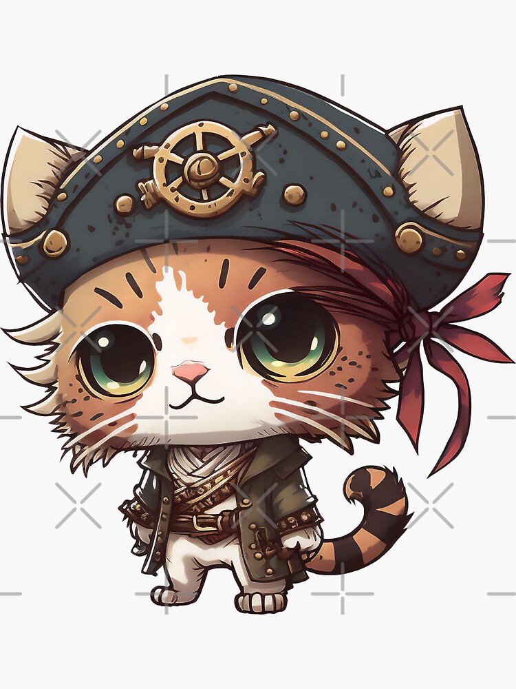 "Kawaii Pirate Cats | Chibi Cats | Anime Cats | Pirate Cats 03" Sticker ...