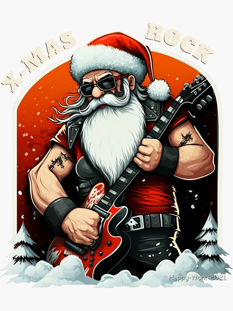 "X-Mas Rock / Christmas / Music / Heavy Metal Santa Claus" Sticker for ...