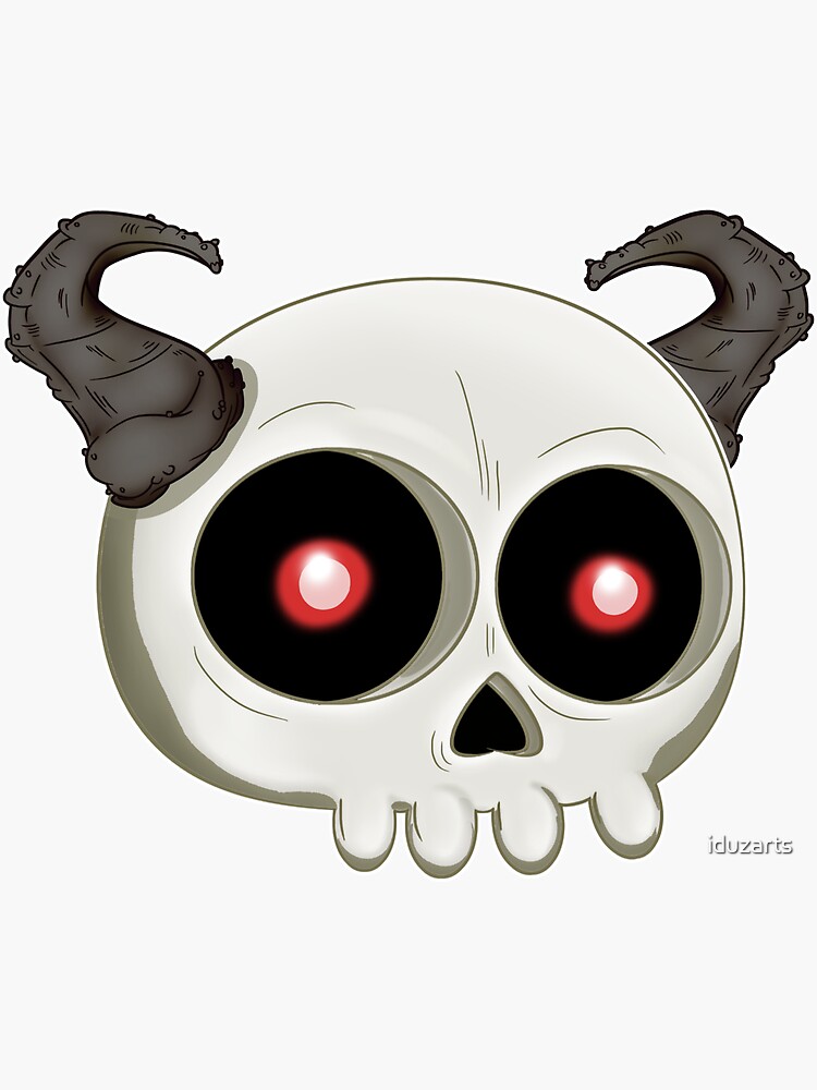 "Cartoon Demon Bone Skull with Horns " Sticker for Sale by iduzarts ...