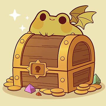 "Dragon frog on a treasure chest" Sticker for Sale by Rihnlin | Redbubble