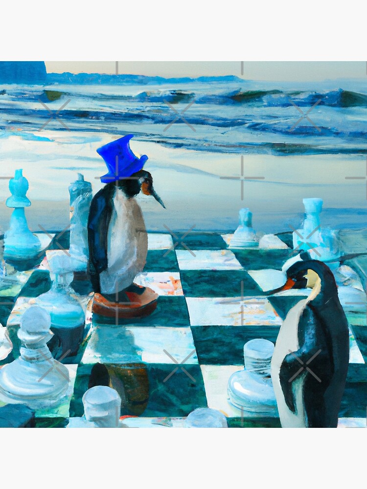 "Penguins playing chess as watercolor (AI Generated Art)" Poster for ...