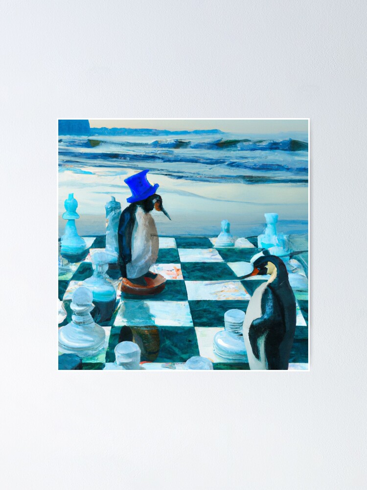 "Penguins playing chess as watercolor (AI Generated Art)" Poster for ...