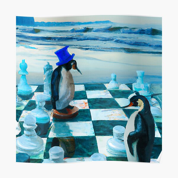 "Penguins playing chess as watercolor (AI Generated Art)" Poster for ...