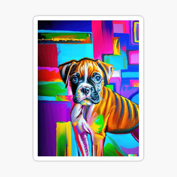 "Boxer Puppy vibrant colors" Sticker for Sale by AIK9Artwork | Redbubble