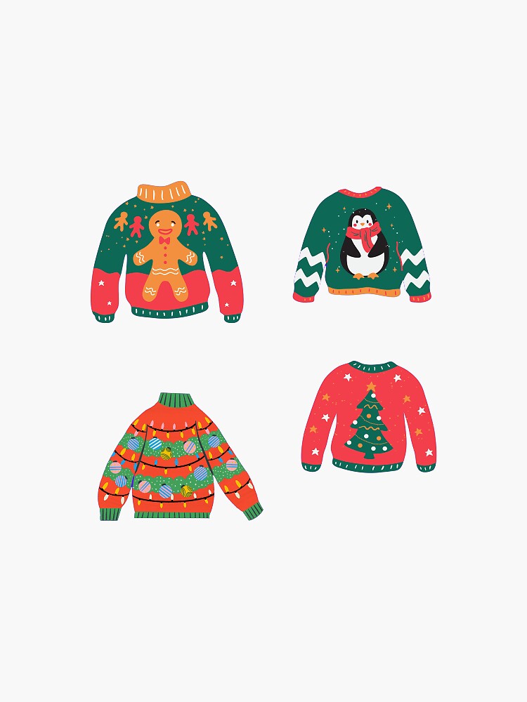 "Ugly Sweater art pack " Sticker for Sale by CinderPress | Redbubble