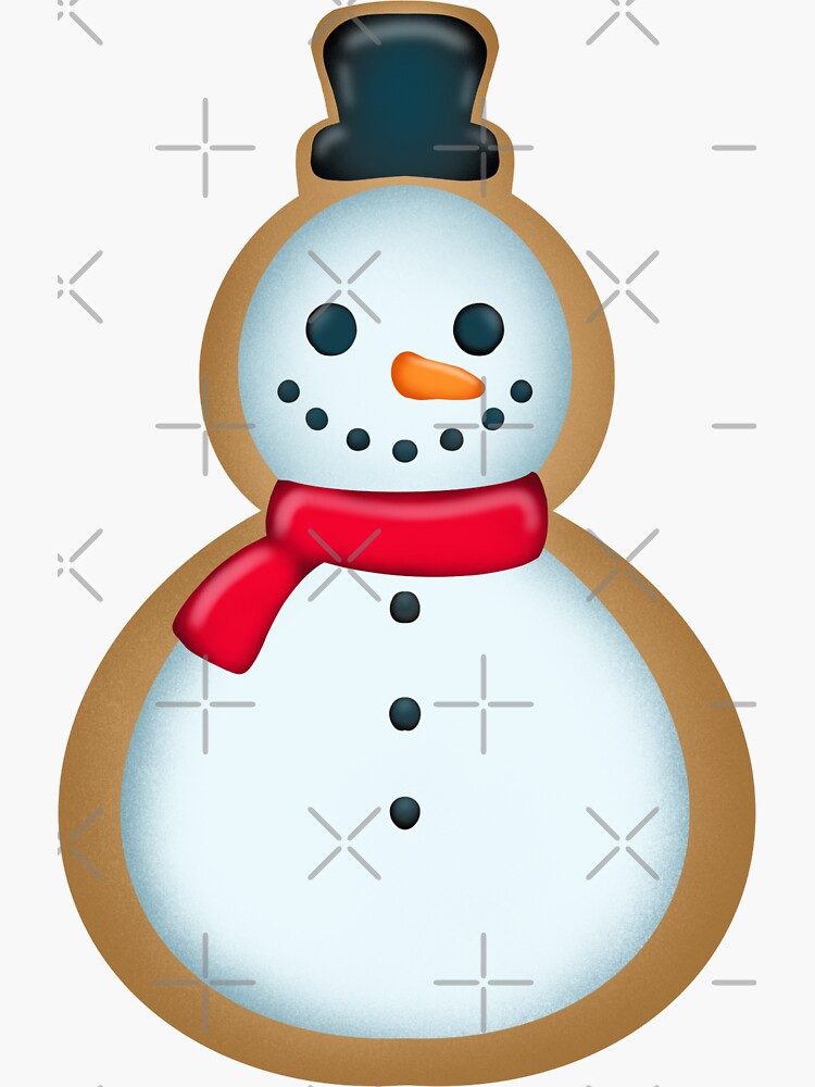 "Snow Man Christmas Cookie " Sticker for Sale by Upbeat-Cryptid | Redbubble