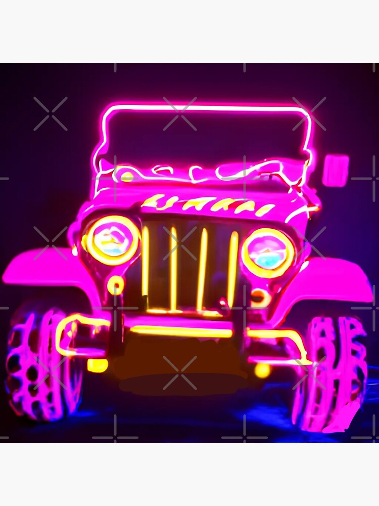 "Classic jeep 90s neon sign art print" Sticker for Sale by ...