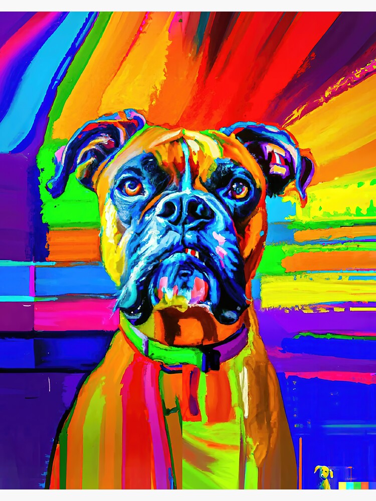 "Boxer dog facing front vibrant rainbow colors." Sticker for Sale by ...