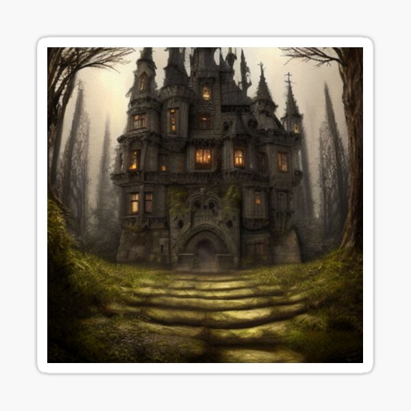 "Haunted Gothic Castle" Sticker for Sale by cr6zym1nd | Redbubble