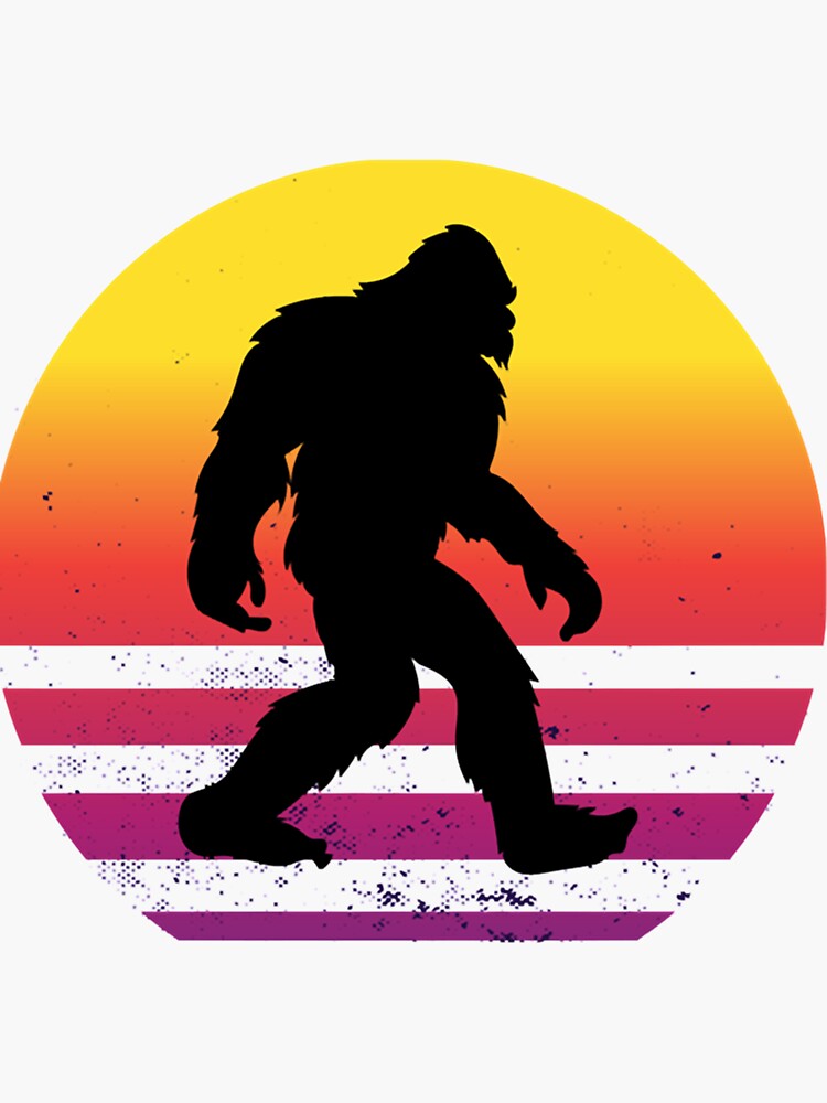 "Retro Bigfoot Vintage Sasquatch" Sticker for Sale by UsingShapesd ...