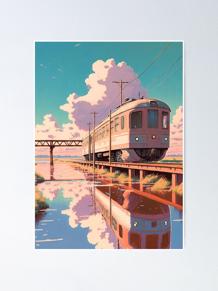 "Retro Anime Style Old Japanese Train" Poster for Sale by KaPrints ...